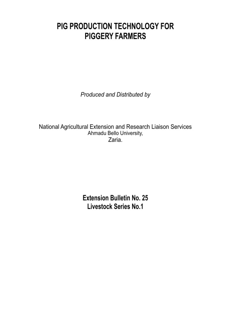 Pig Production Technology For Piggery Farmers | PDF | Domestic Pig ...