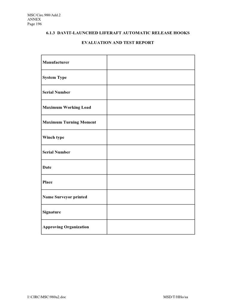 Liferaft Automatic Release Gear | PDF | Quality Assurance ...