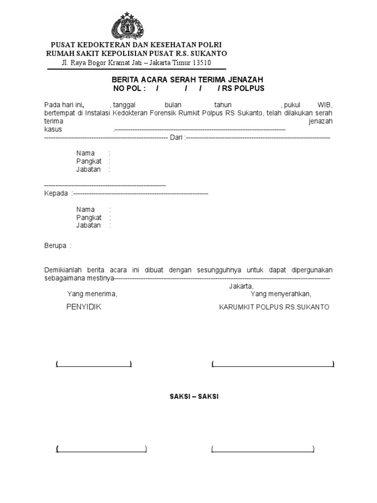 Bap Serah Terima Jenazah | PDF