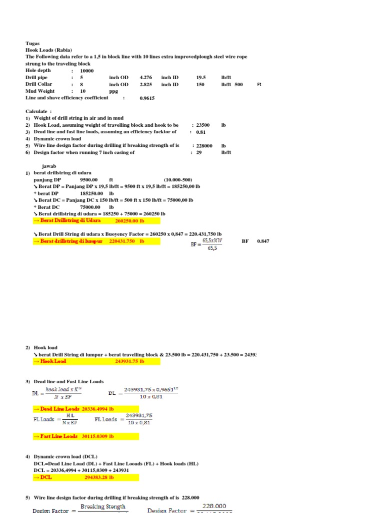Hook Load Calculations in Drilling | PDF | Science & Mathematics ...
