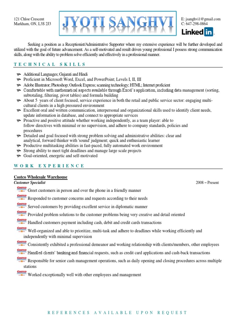 Jyoti Sanghvi Resume 2013 | PDF | Microsoft Excel | Credit Card