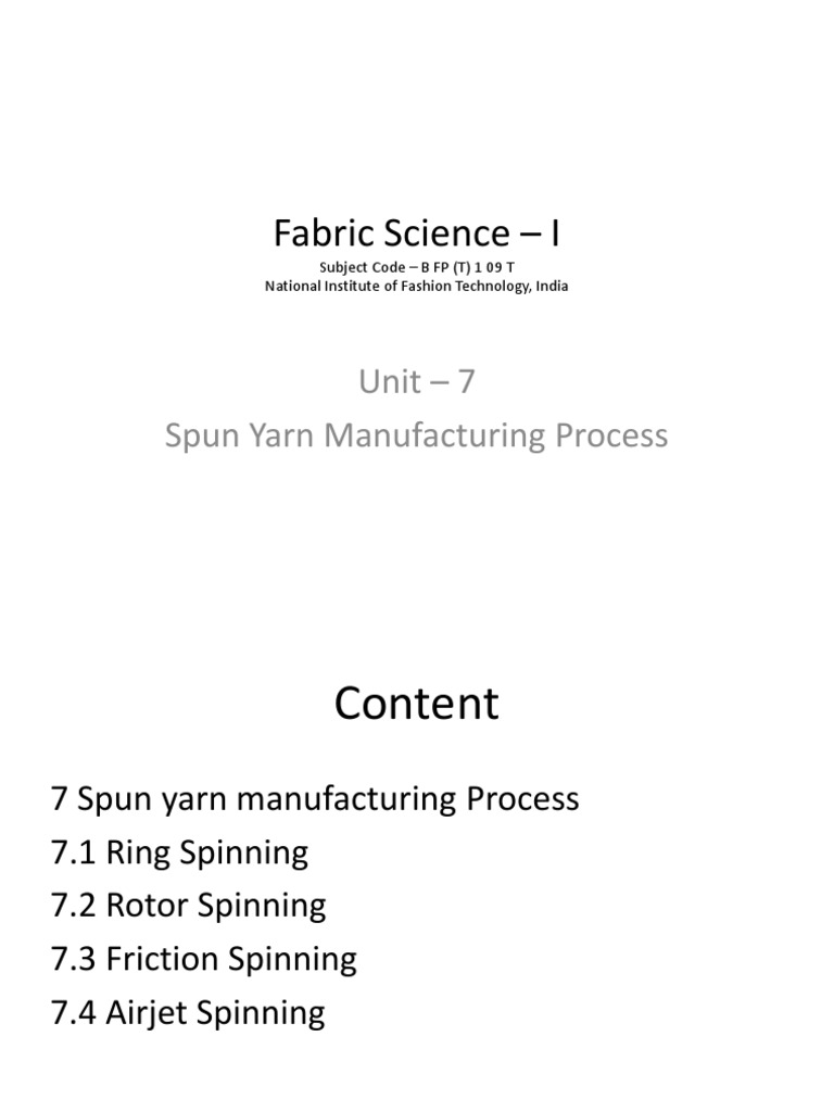 Yarn Manufacturing Process | PDF | Spinning (Textiles) | Yarn