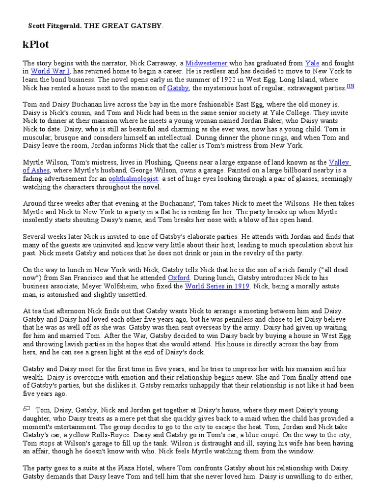 Scott Fitzgerald The Great Gatsby | PDF | The Great Gatsby