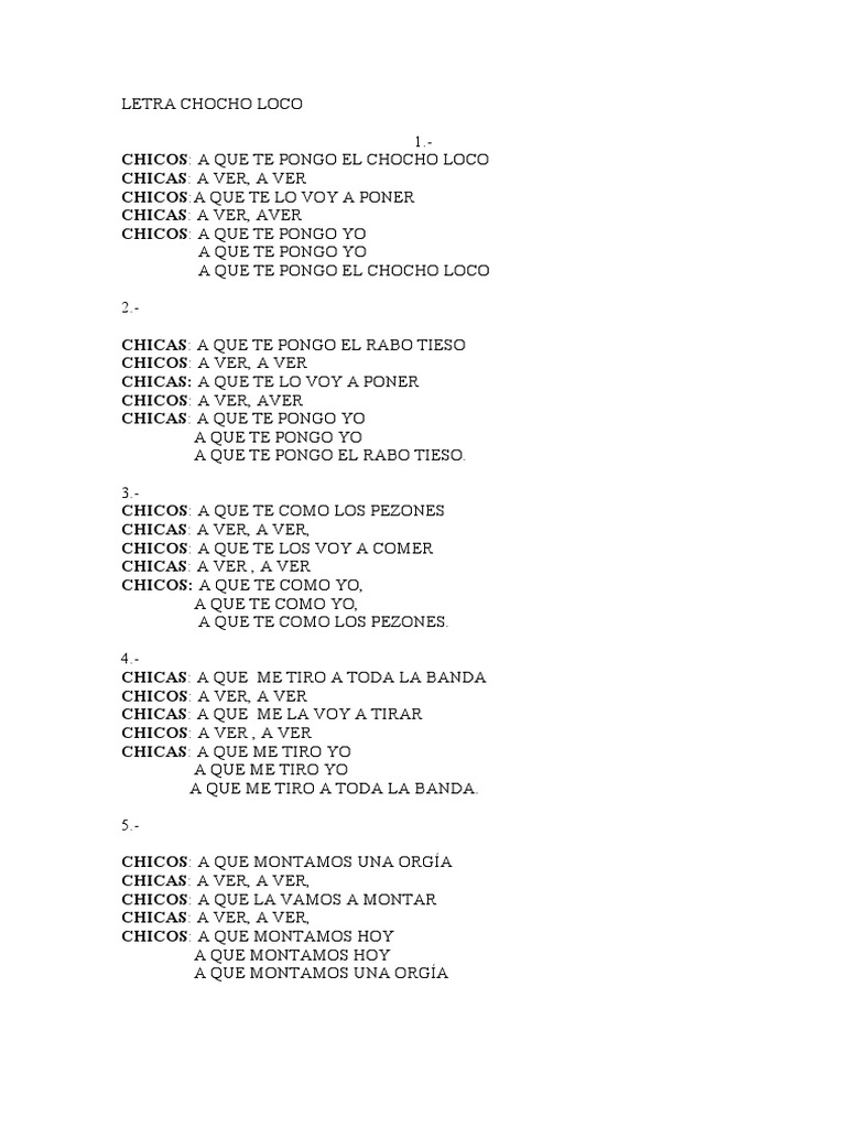 Letra Chocho Loco | PDF | Estilo de vida