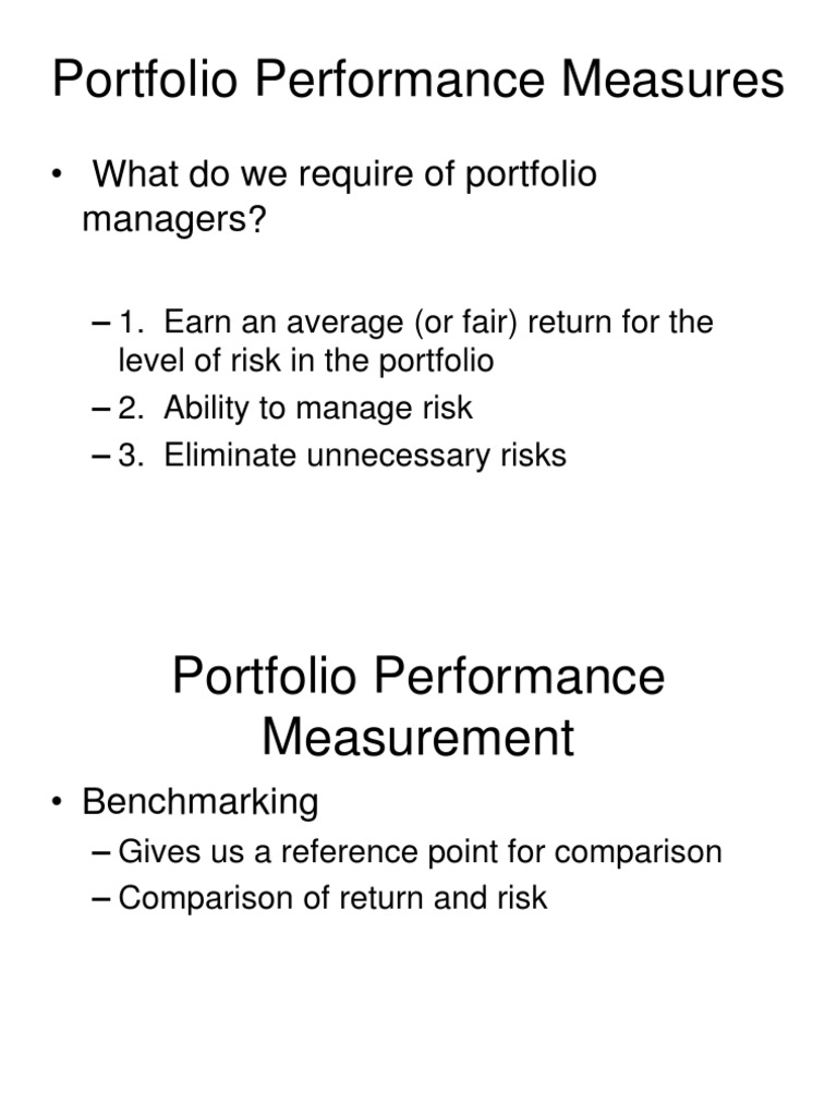 Portfolio Performance Measures | PDF | Capital Asset Pricing Model ...
