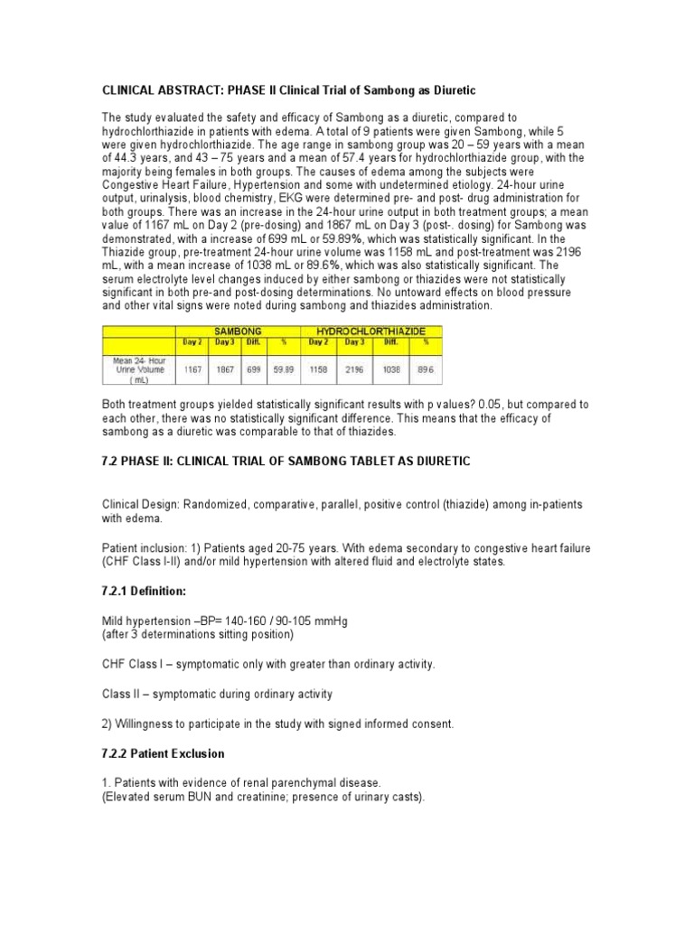 Study 2 - Sambong As Diuretic | PDF | Pharmacology | Drugs