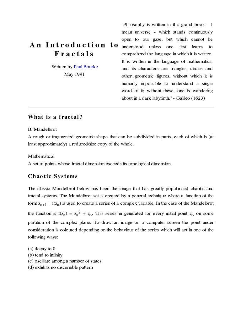 An Introduction To Fractals | PDF | Fractal | Line (Geometry)