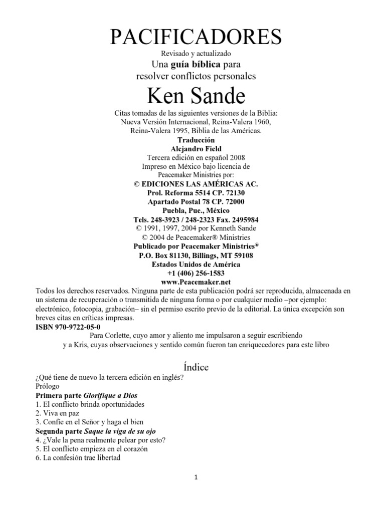 Pacificadores - Ken Sande - Esp | PDF | Papa Francisco | Amor