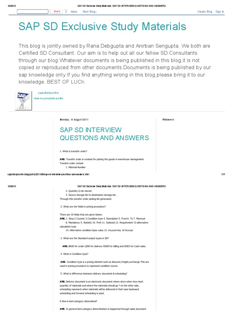 SAP SD Interview Questions Guide | PDF | Warehouse | Invoice