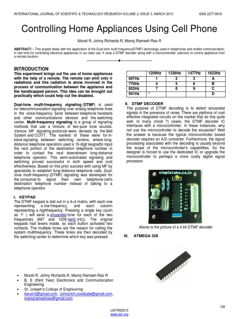 Controlling Home Appliances Using Cell Phone | PDF | Microcontroller ...