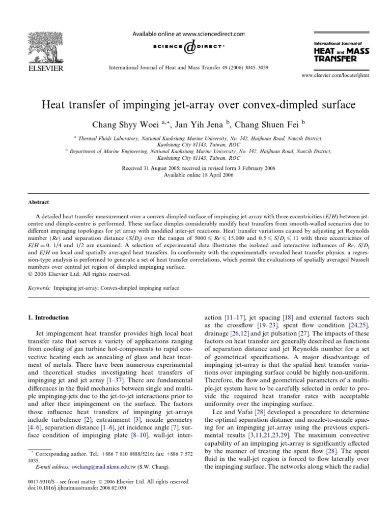 Heat Transfer of Impinging Jet-Array Over Convex-Dimpled Surface | PDF ...