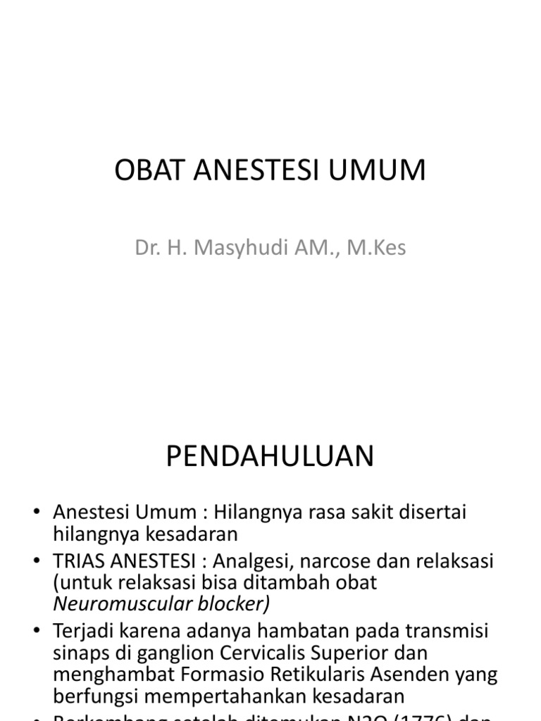 Obat Anestesi Umum | PDF