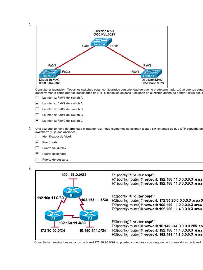 CCNA 3 Examen Final PDF | PDF | Enrutador (Computación) | Dirección IP