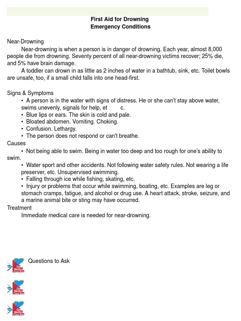 First Aid for Drowning Emergencies | PDF | Hypothermia ...