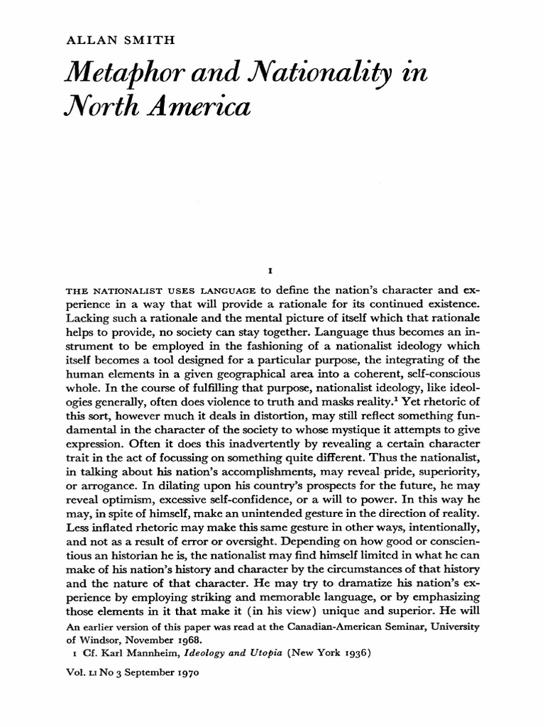 Metaphor and Nationality in North America | PDF | Cultural Assimilation ...
