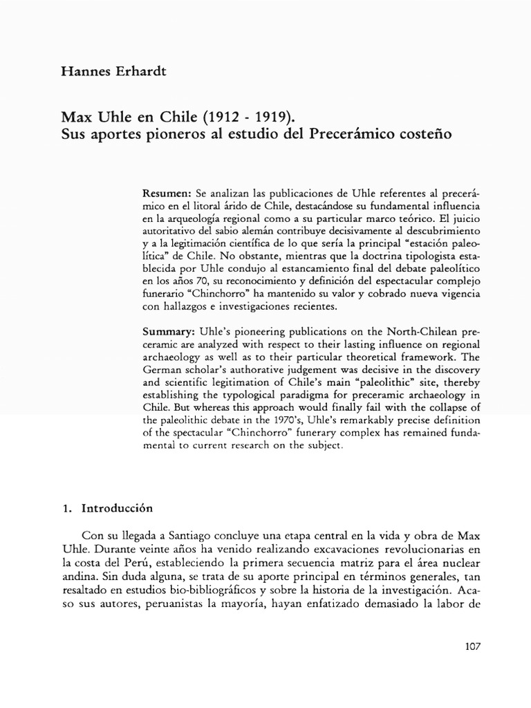 Max Uhle's Pioneering Contributions to the Study of Coastal Chile's ...