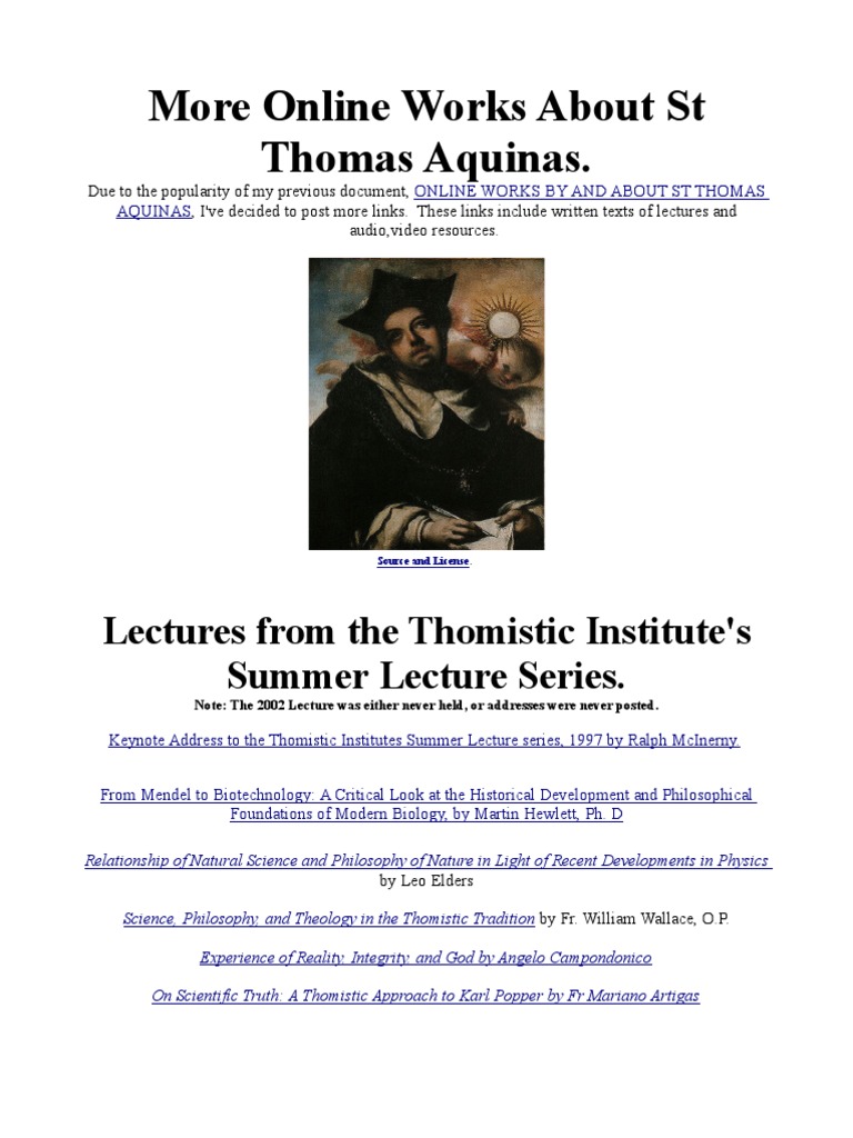 More Online Works About ST Thomas Aquinas | PDF | Thomism | Thomas Aquinas