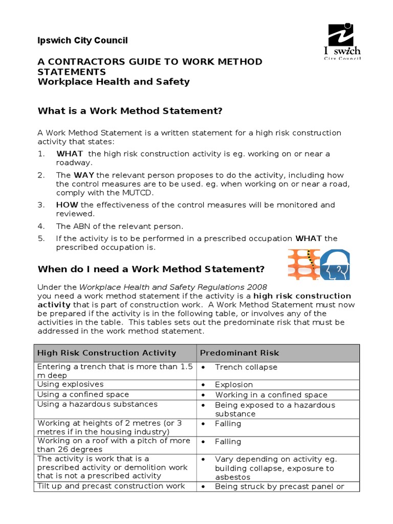 Contractor's Guide to Work Method Statements | PDF | Engineering ...