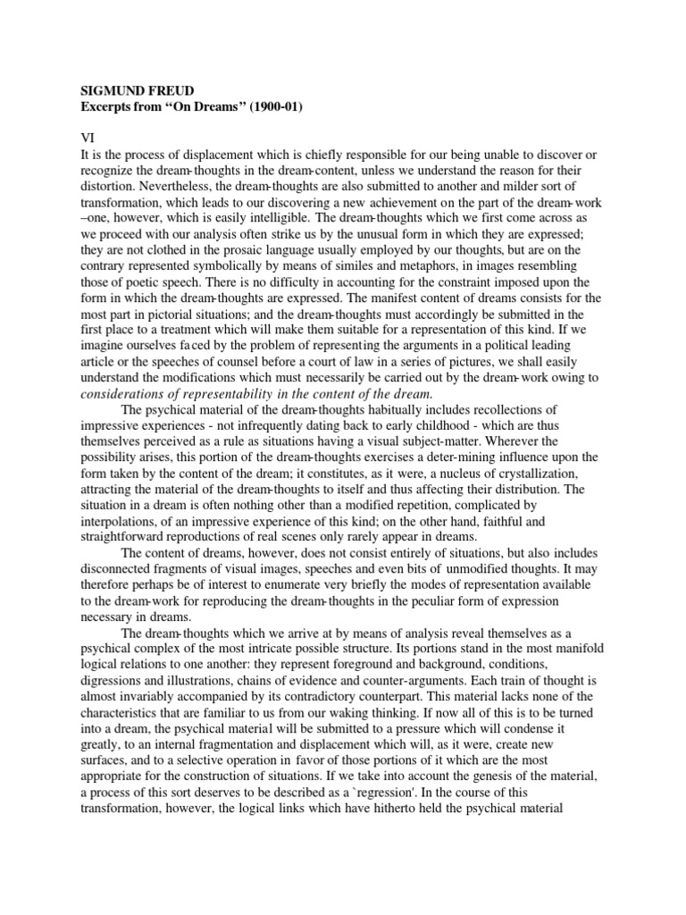 Freud Dreams | PDF | Dream | Representation (Arts)