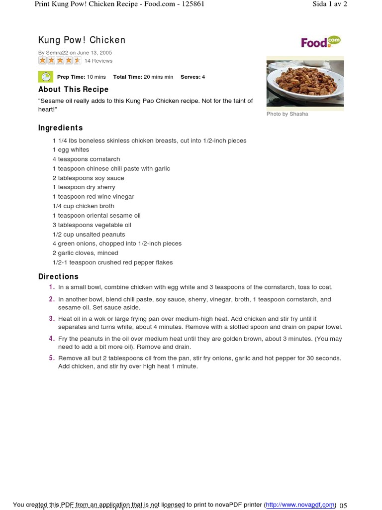 Kung Pow! Chicken: About This Recipe | PDF