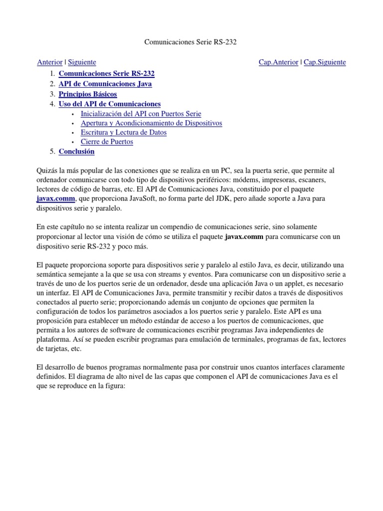 API Java RS-232 guía comunicaciones serie | PDF | Java (lenguaje de ...