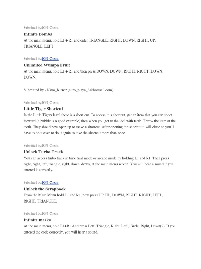 Cheat and Code CTR | PDF | Cheating In Video Games | Video Game Design