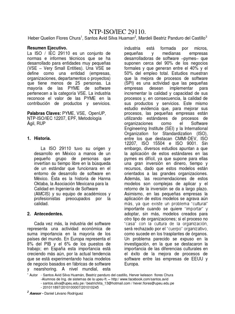 Articulo Iso-Iec 29110 | PDF | Organización internacional para la ...