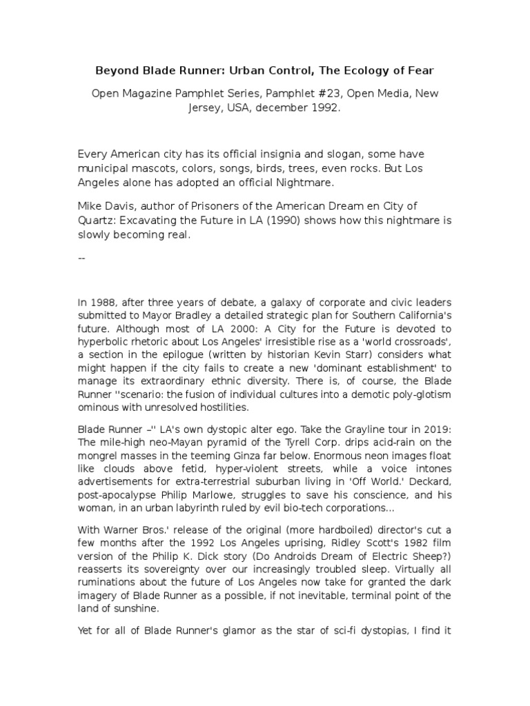 Mike Davis - Blade Runner | PDF