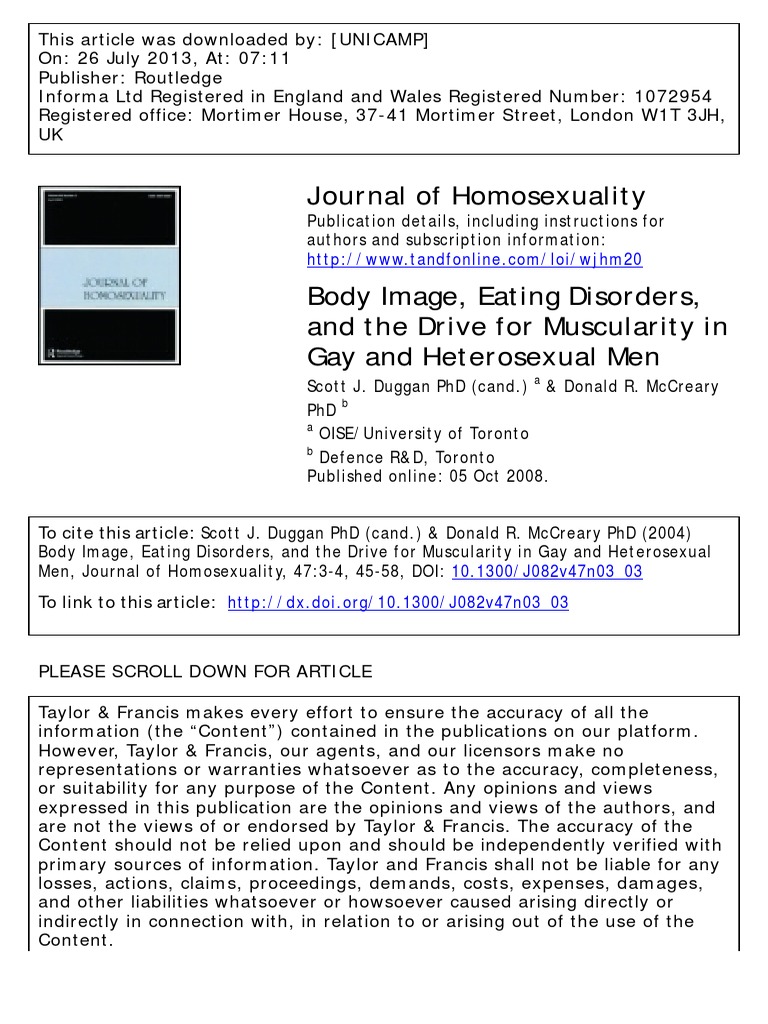 Journal Of Homosexuality To Cite This Article Scott J Duggan Phd