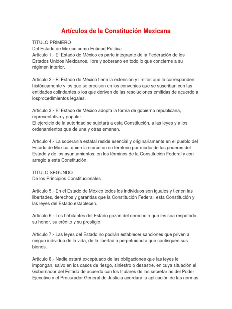 Artículos De La Constitución Mexicana Pdf Soberanía Estado Política