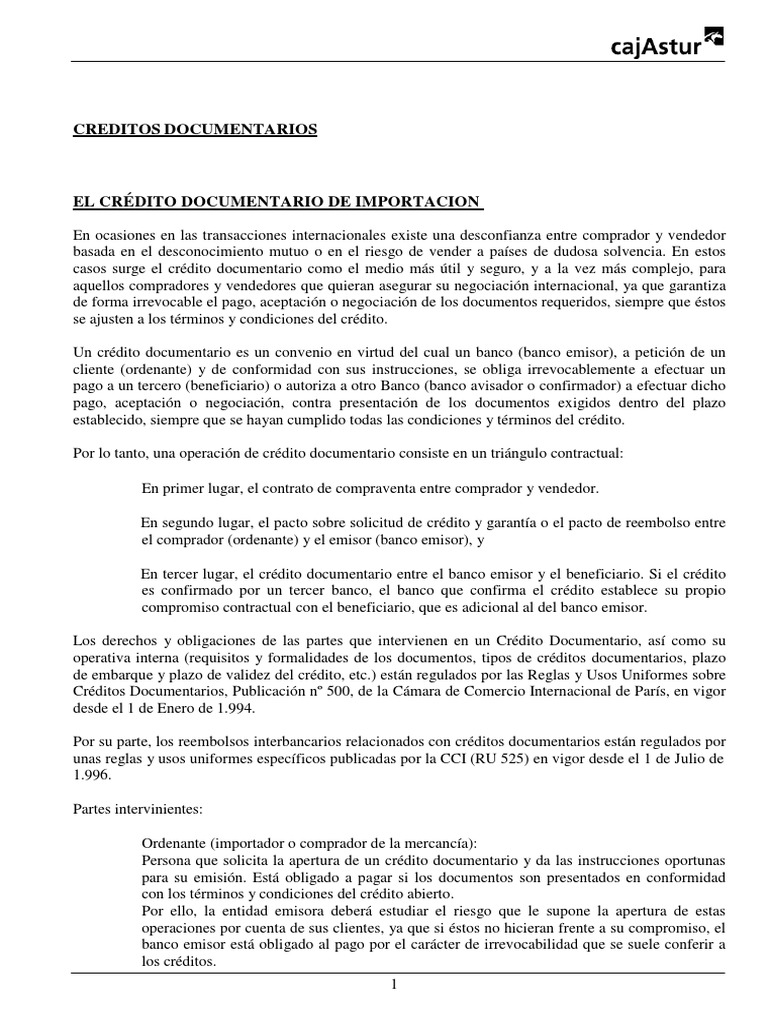 Credito Documentario | PDF | Carta de crédito | Bancos