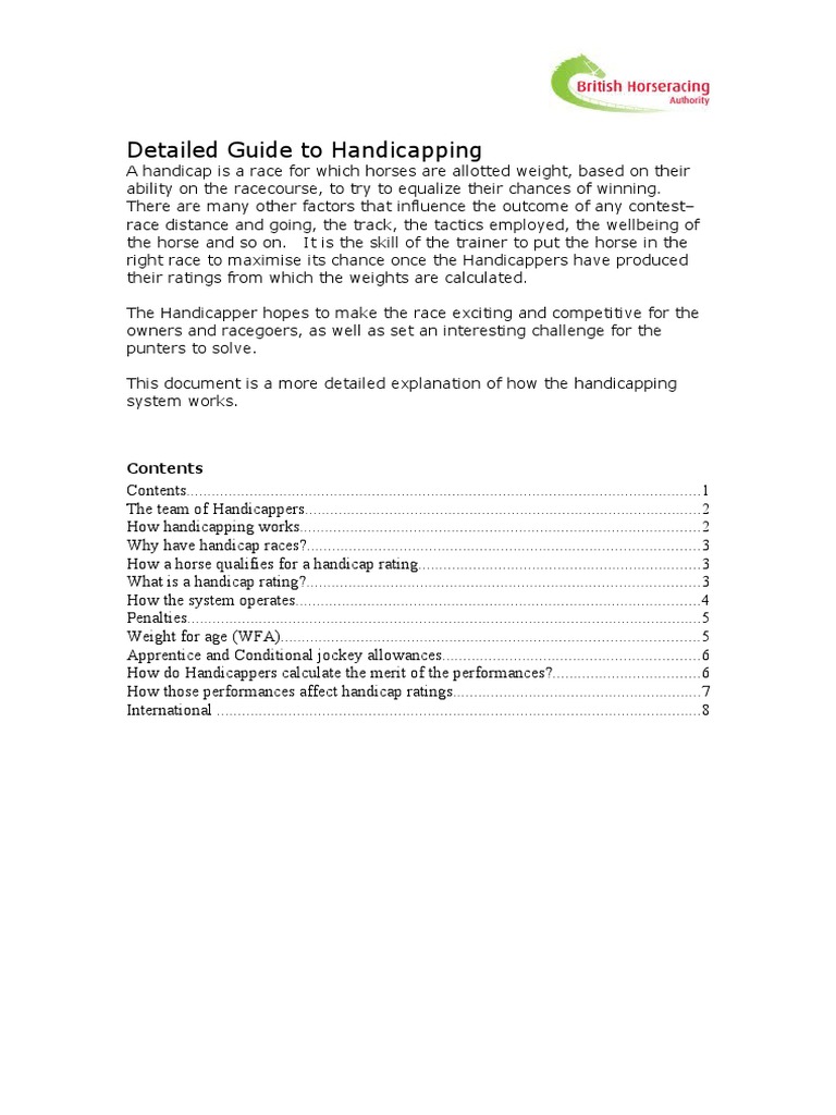 Handicapping Detailed Guide 2 | PDF | Handicapping | Horse Racing