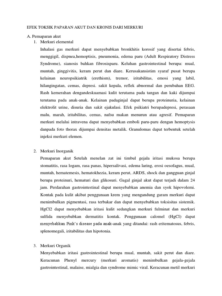 Efek Toksik Paparan Akut Dan Kronis Dari Merkuri | PDF | Pengembangan Diri