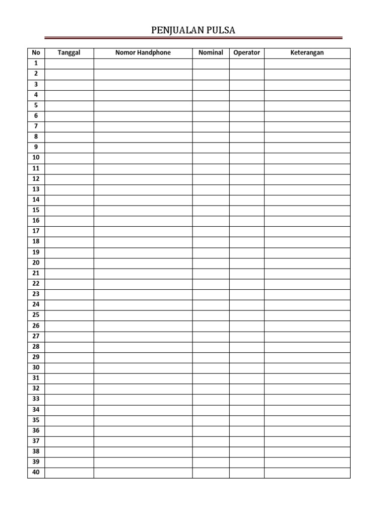 Tabel Penjualan Pulsa | PDF