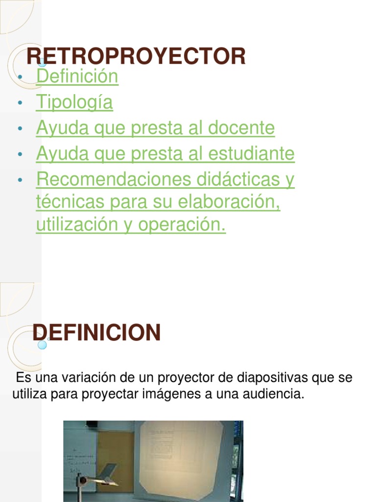 Retroproyectores: Tipos y Uso Educativo | PDF | Tecnología
