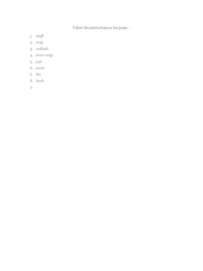 Poem Instructions for Creative Writing | PDF | Mystery, Thriller ...