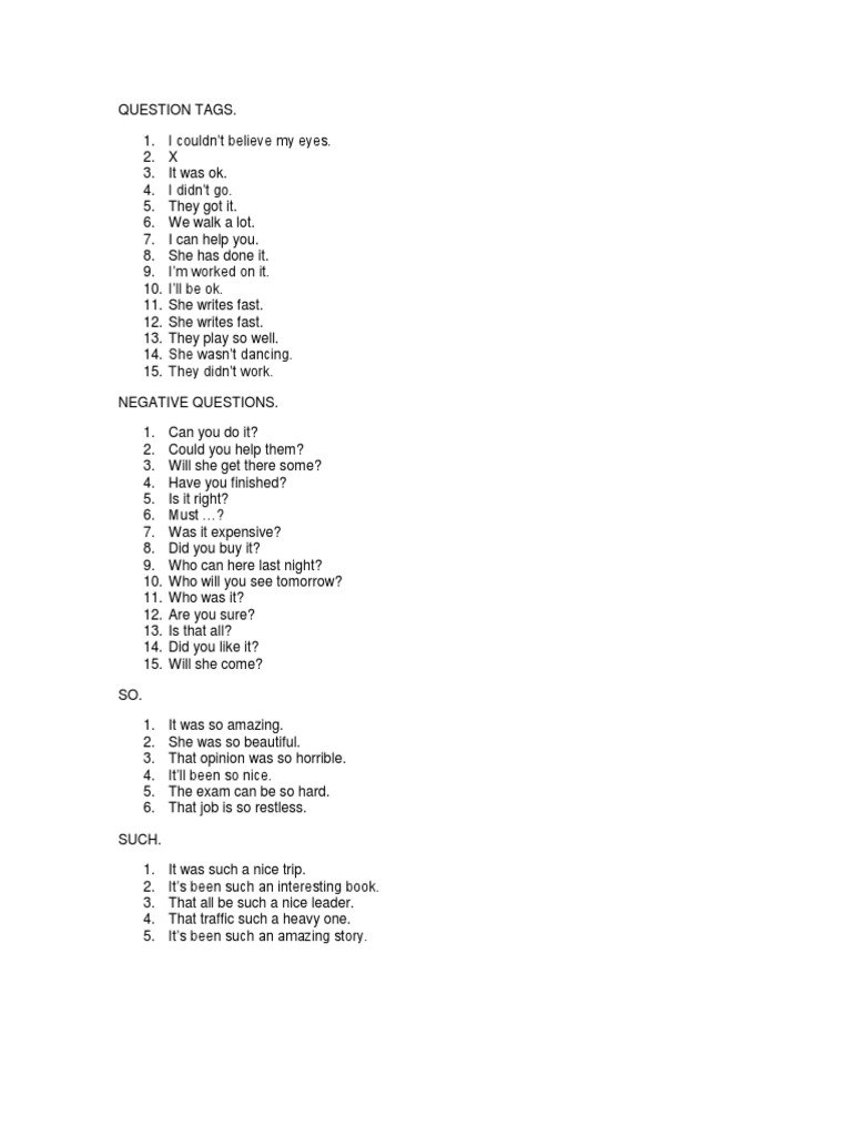 Question Tags | PDF