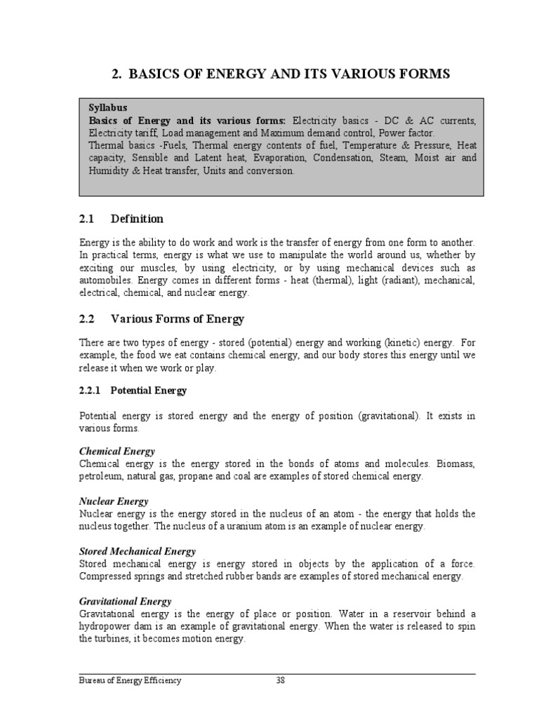1.2 Basics of Energy and Its Various Forms | PDF | Humidity | Heat