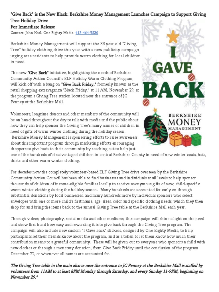 "Give Back" Campaign for Holiday Drive | PDF | Clothing
