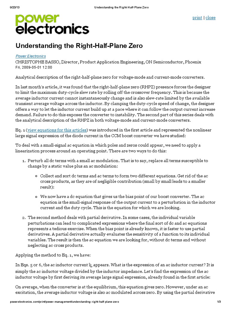 Understanding The Right-Half-Plane Zero | PDF | Equalization (Audio ...
