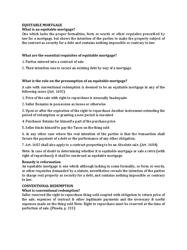 Equitable Mortgage Explained | PDF | Mortgage Law | Foreclosure