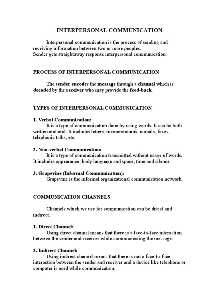 Interpersonal Communication | PDF | Interpersonal Communication ...