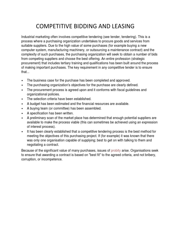Competitive Bidding Process Overview | PDF | Lease | Leasehold Estate