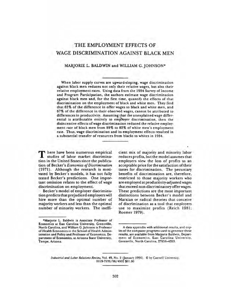 Effects of Wage Discrimination | PDF | Employment Discrimination ...