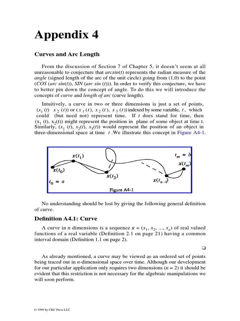 Appendix 4: Curves and Arc Length | PDF | Sine | Trigonometric Functions