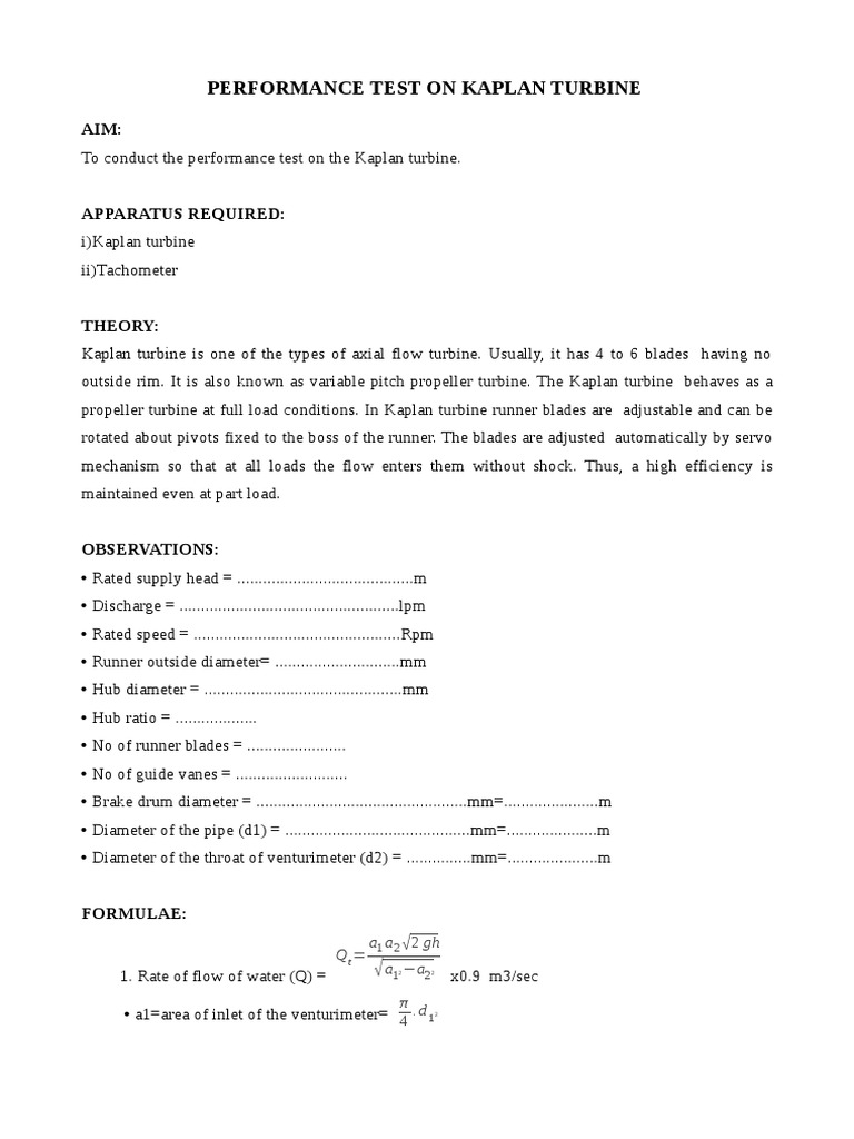 Kaplan | PDF | Turbine | Rotating Machines