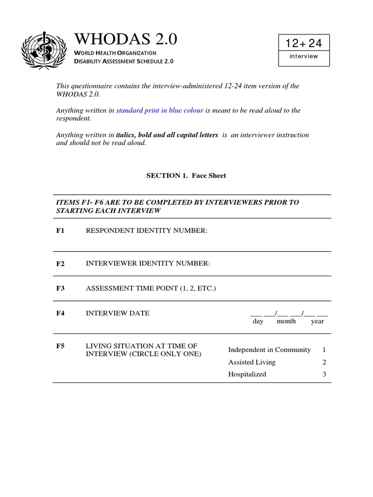 Whodas English | PDF | Wellness | Medical