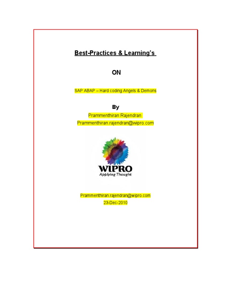 SAP ABAP Hard Coding Angels and Demons | PDF | Computer Engineering ...
