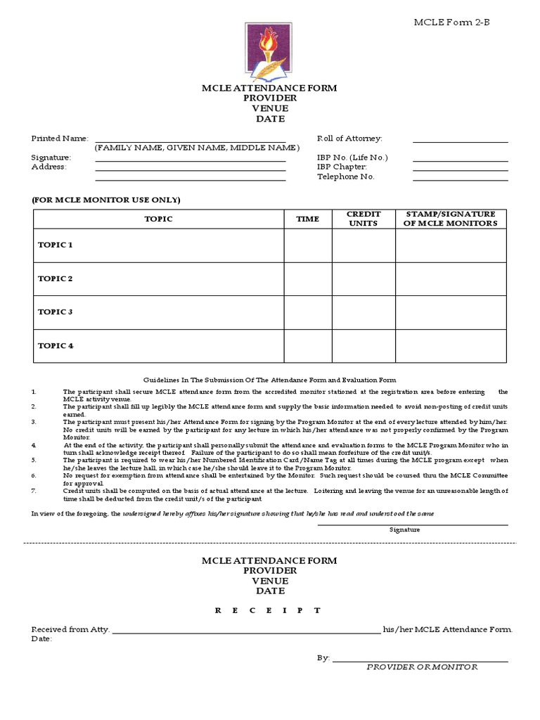 Mcle Attendance Form Provider Venue Date | PDF | Business