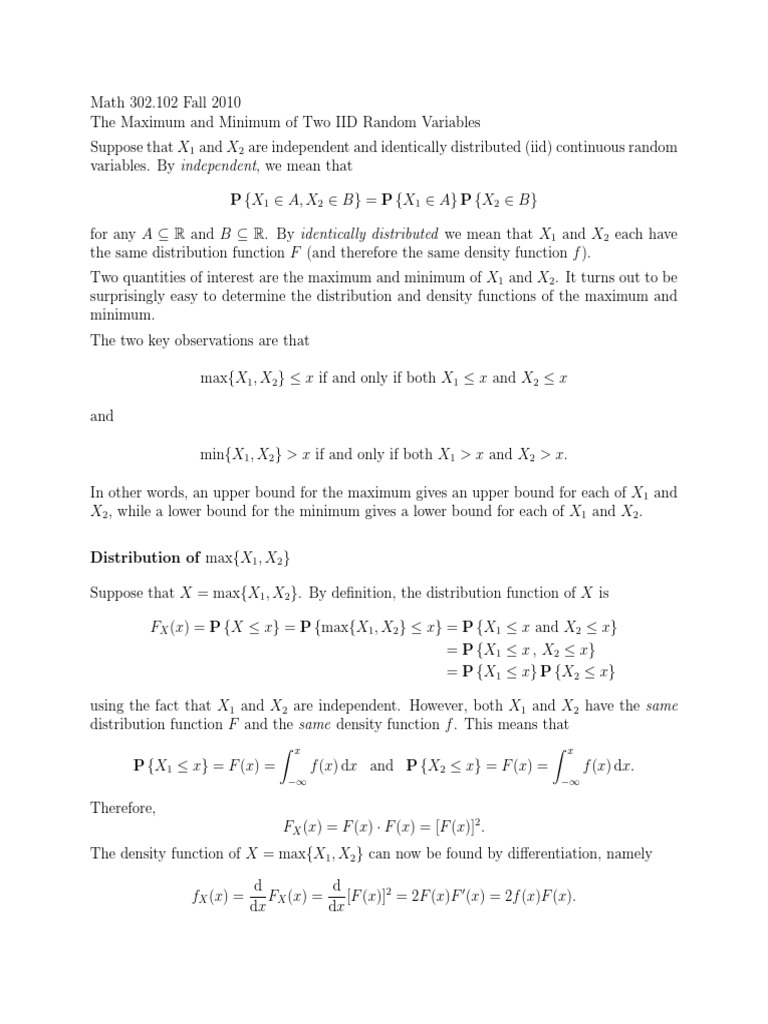 Min Max | PDF | Probability Distribution | Probability Density Function